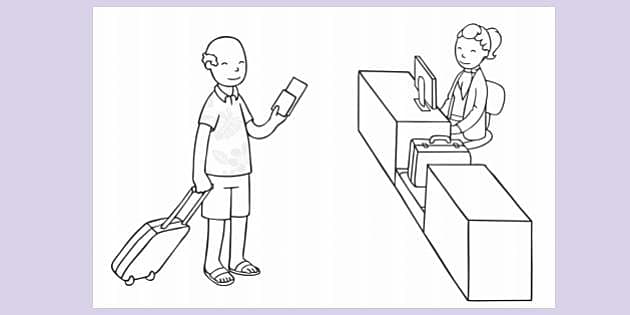 Airport Baggage Check In Colouring Sheet | Colouring Sheets