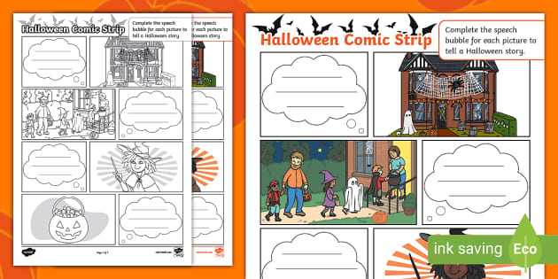 Halloween Finish the Comic Strip Worksheet (teacher made)