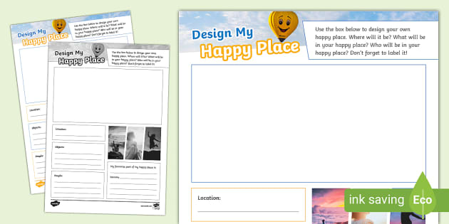 Design My Happy Place Worksheet (teacher made) - Twinkl