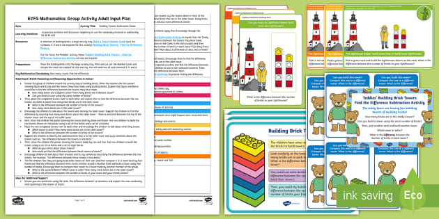 EYFS Maths: Building Towers Subtraction Game Group Activity Adult Input ...