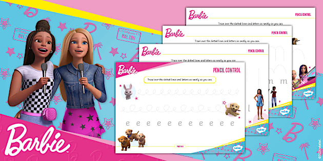 FREE! - Barbie: Pencil Control Sheets (creat de profesori)