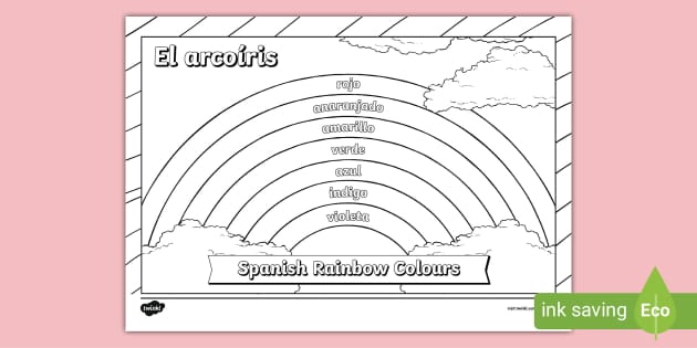 Spanish: Rainbow Colours Colouring Sheet (teacher made)