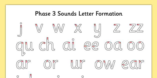 Phase 3 Sounds Letter Formation Worksheet / Worksheet