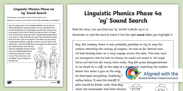 Northern Ireland Linguistic Phonics Stage 5 and 6 Phase 4a 'oy' Sound