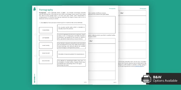 Pornography Worksheet (teacher made) - Twinkl