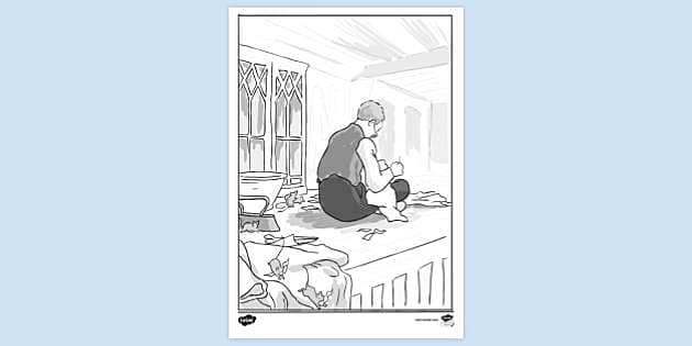 FREE! - Tailor Sat on the Table Colouring | Colouring Sheets