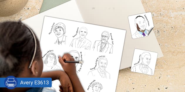 Black History Important People Mindfulness Colouring Sticker
