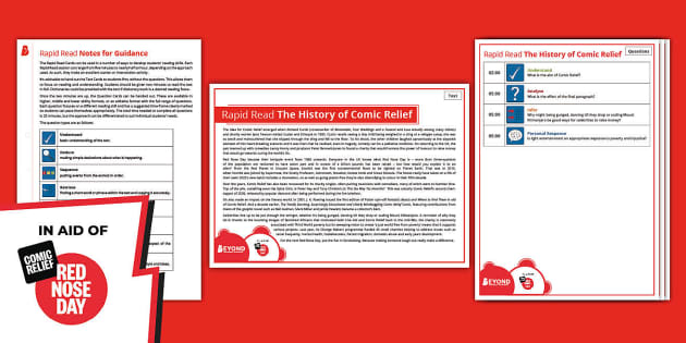 FREE Rapid Reading Comprehension The History Of Comic Relief FREE Rapid Reading Comprehension The History Of Comic Relief