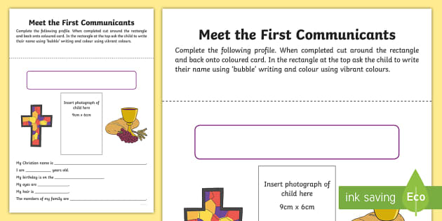 Meet the First Communicants Worksheet (portrait) Worksheet / Worksheet