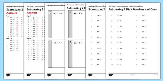 Subtracting 2 Digit Numbers - KS1 Arithmetic Worksheet