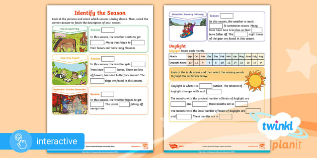 Interactive PDF: Science: Year 1: Identify the Season