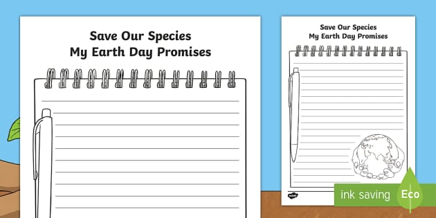 Earth Day 2019 My Promises Writing Worksheet (teacher made)