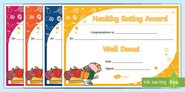 FREE! - Healthy Eating Award Certificate (teacher made)