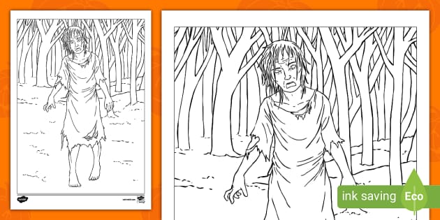 Zombie Colouring Sheet (Teacher-Made) - Twinkl