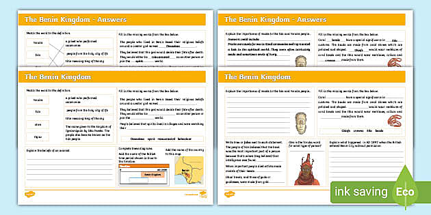 UKS2 History Revision Mat: The Benin Kingdom - Twinkl