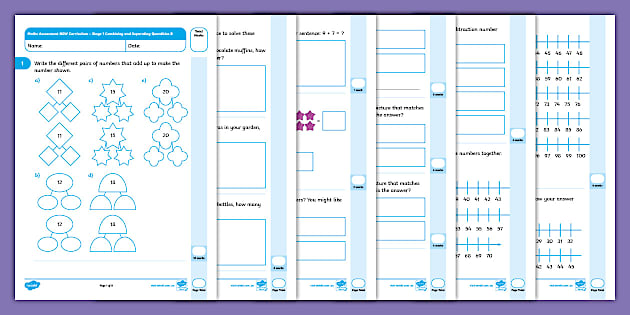 Maths Assessment NSW Curriculum – Stage 1 Combining and separating ...