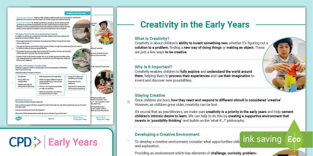Creativity in the Early Years Handout | CPD | Twinkl