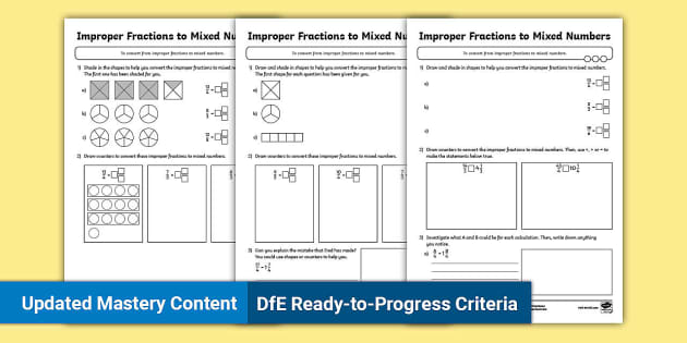 Convert Improper Fractions To Mixed Numbers Maths Worksheet Convert Improper Fractions To Mixed Numbers Maths Worksheet