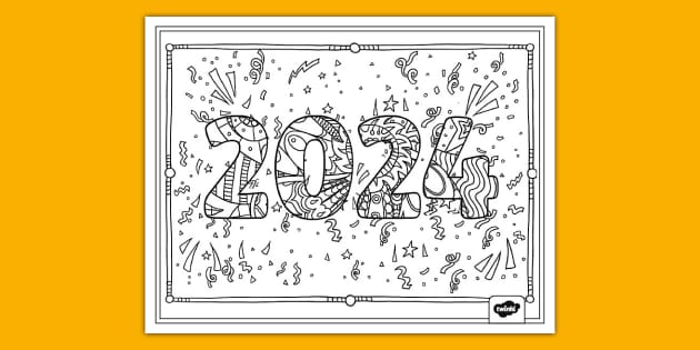 New Year 2024 Mindfulness Coloring (teacher made) - Twinkl