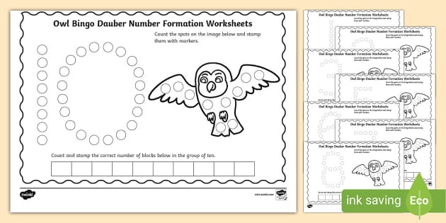 A Pack of Owl Bingo Dauber Worksheets | Twinkl KS1 Learners