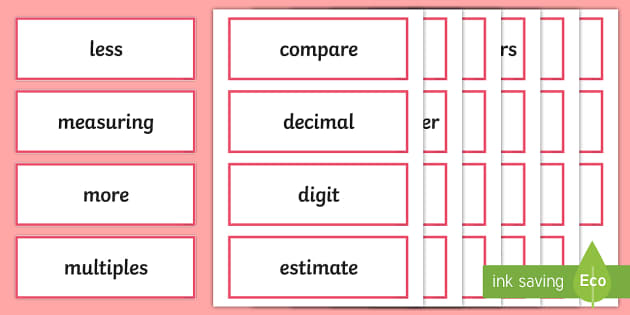 Year 4 2014 National Curriculum Maths Vocabulary Cards Number Place Value
