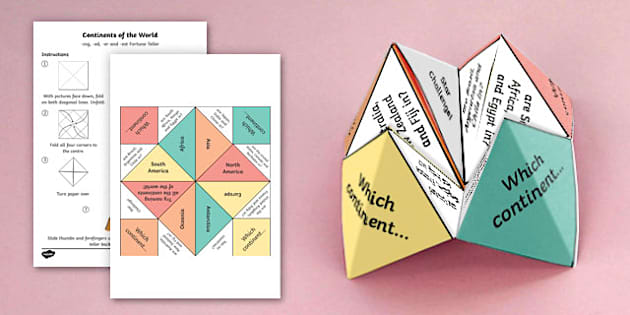 Continents of the World Fortune Teller (teacher made)