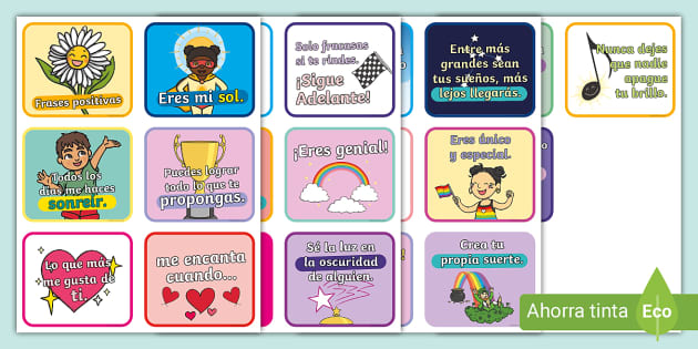 Frases positivas - notas para niños (teacher made) - Twinkl