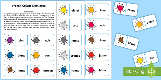 Colour Dominoes French - French Games, french dominoes, french