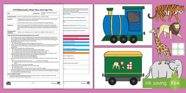 EYFS All Aboard the Animal Train! Counting Whole Class Adult Input Plan and