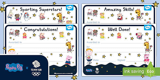 FREE! - Peppa Pig and Team GB Activity Station Certificates