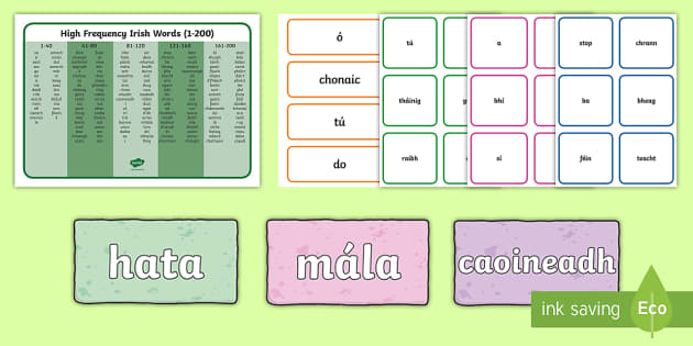High Frequency Irish Words Word Wall Resource Pack Gaeilge