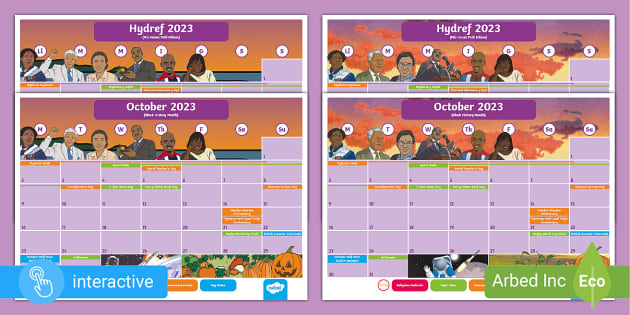 FREE! - Calendr Digwyddiadau Mis Hydref/October Events Calendar 2023