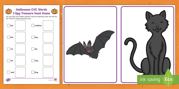 Halloween Phonics CVC Words I-Spy Treasure Hunt Game
