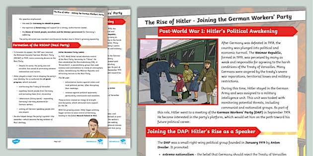 The Rise of Hitler - Joining the German Worker's Party