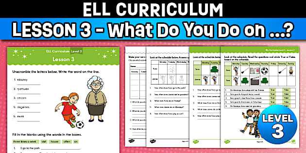 ELL Curriculum: Level 3, Lesson 3 Worksheet