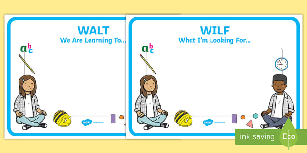 Editable WILF WALT Display Signs Learning Outcomes Activity