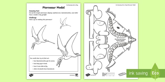 Pterosaur Model Worksheet / Worksheet - amazing fact august, kS1, paper