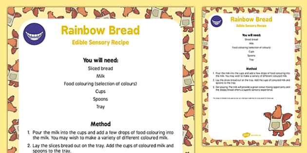 Rainbow Bread Edible Sensory Recipe (teacher made) - Twinkl