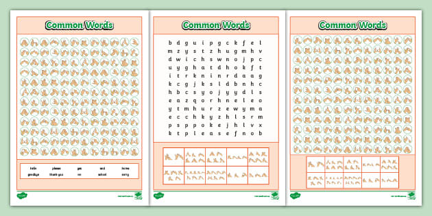 Auslan find-a-word Common Words (teacher made) - Twinkl