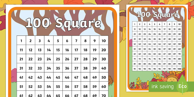 Little Acorns 100 Number Square (teacher made) - Twinkl