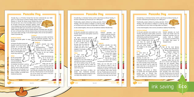 Pancake Day Differentiated Fact File (teacher made)
