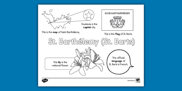 St. Barts Facts Coloring Sheet (Teacher-Made) - Twinkl