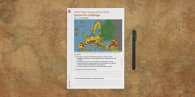 GCSE Relief Map Geographical Skills Quick-Fire Challenge