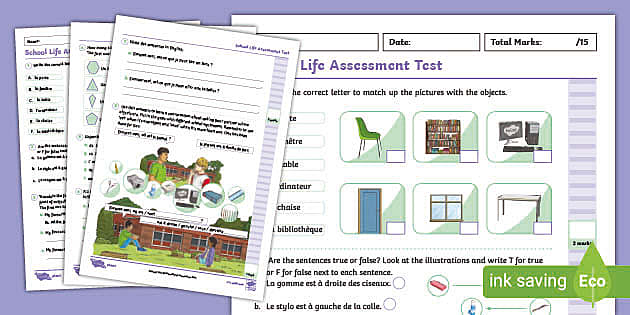 👉 French: School Life: Year 5 Assessment Test - Twinkl