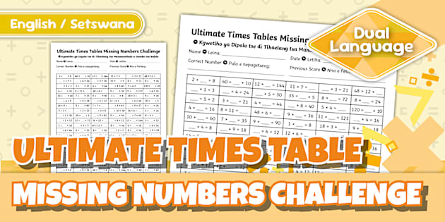 Grade 4 Maths - Term - Ultimate Times Tables Missing Numbers Challenge