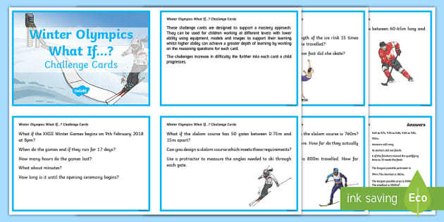 UKS2 Winter Olympics What If? Maths Challenge Cards