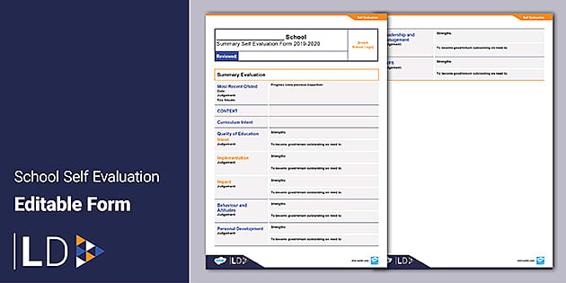 Editable School Self Evaluation Form (SEF)