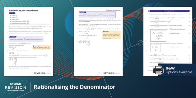 👉 Rationalising the Denominator (teacher made) - Twinkl