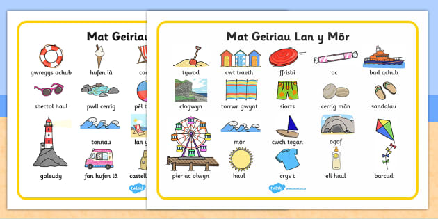 Mat Geiriau Lan y Môr (teacher made) - Twinkl