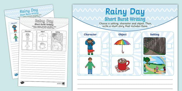Rainy Day Short Burst Writing Worksheet (teacher made)